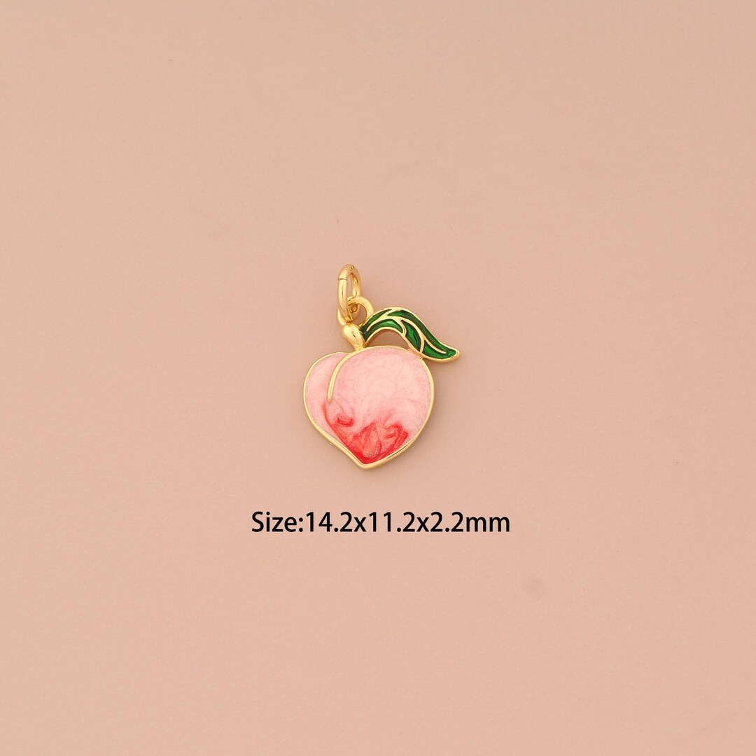 18K Gold Peach Pendant,enamel Fruit Charm,peach Charm, DIY Jewelry ...