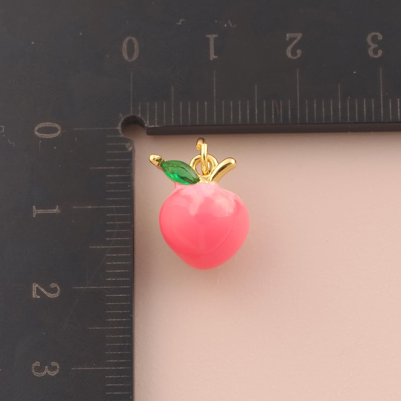 18K Gold Peach Pendant,enamel Fruit Charm,peach Charm, DIY Jewelry ...
