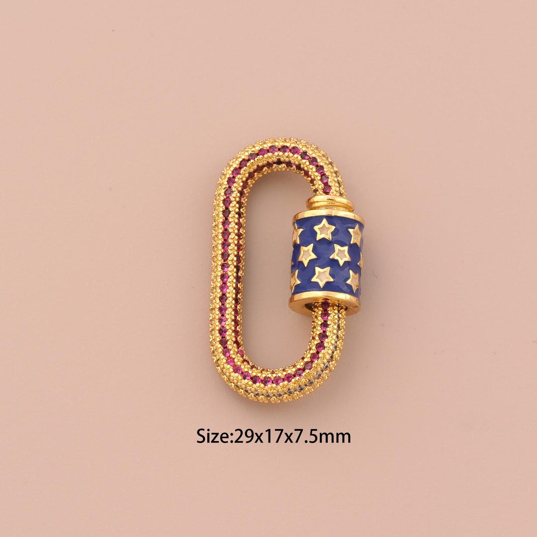 18K Gold Carabiner Clasp,cz Pave Star Clasp,carabiner Clasp for DIY ...
