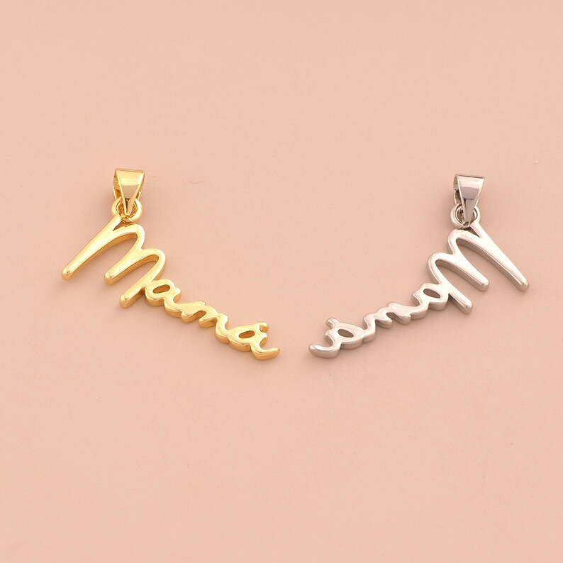18K Gold MAMA Charms,letter Charms Pendants,mama Charm for DIY Jewelry ...