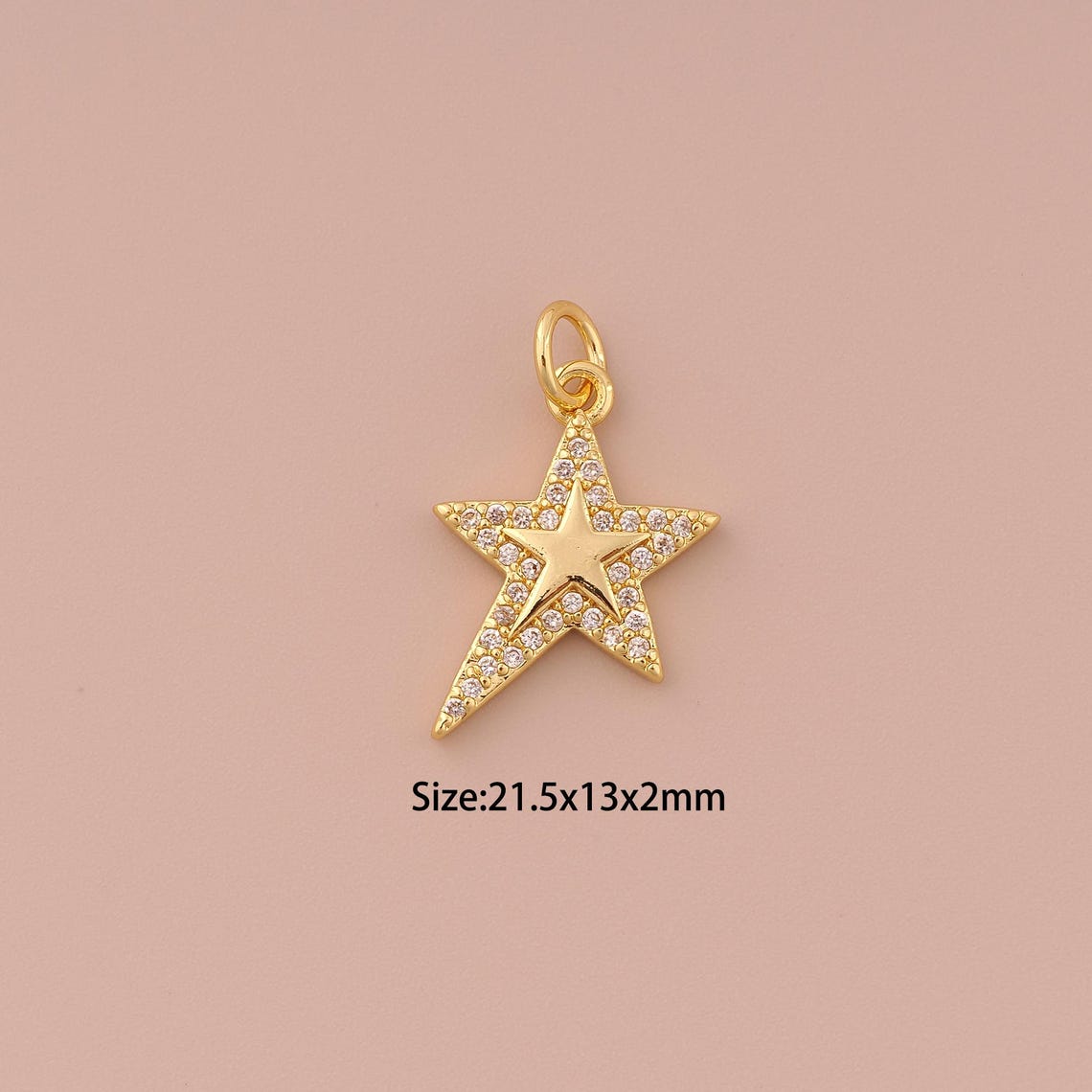 18K Gold Star Charms,cz Pave Minimalist Charms Pendants,star Charm for ...