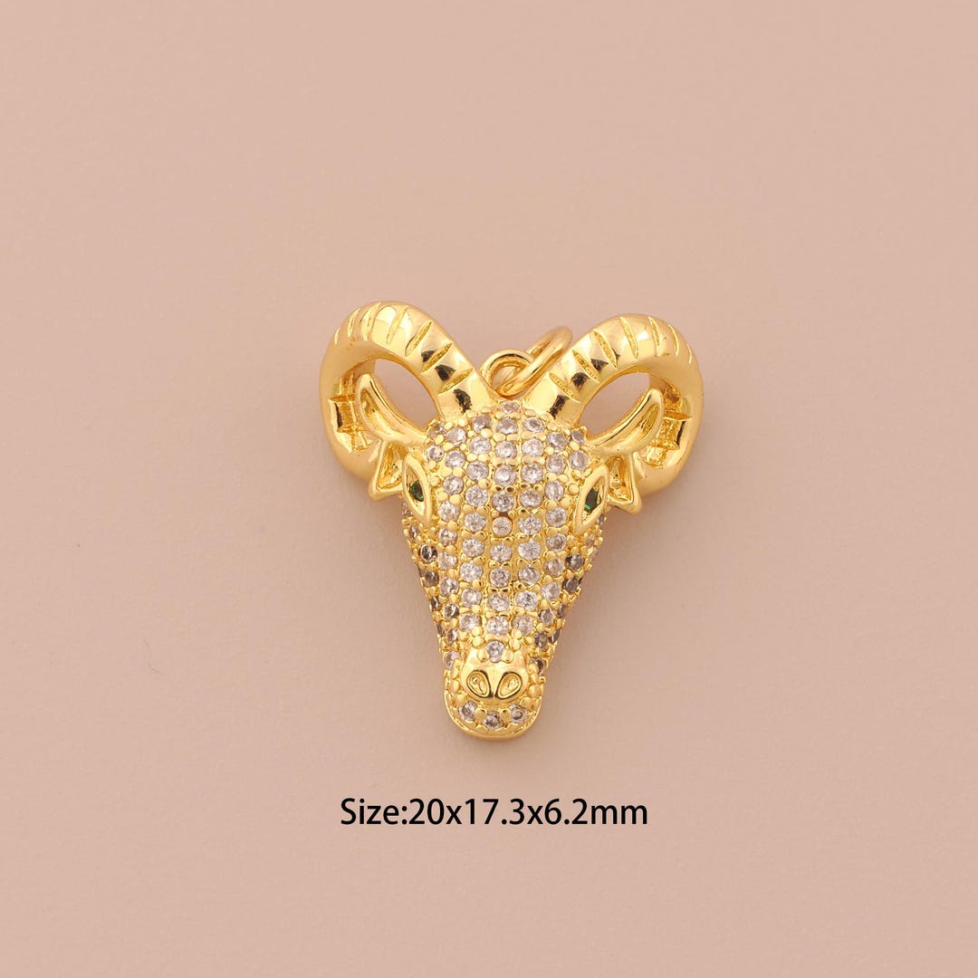18K Gold Sheep Head Charms,cz Pave Animal Charms Pendants,sheep Head Charm for DIY Jewelry ...