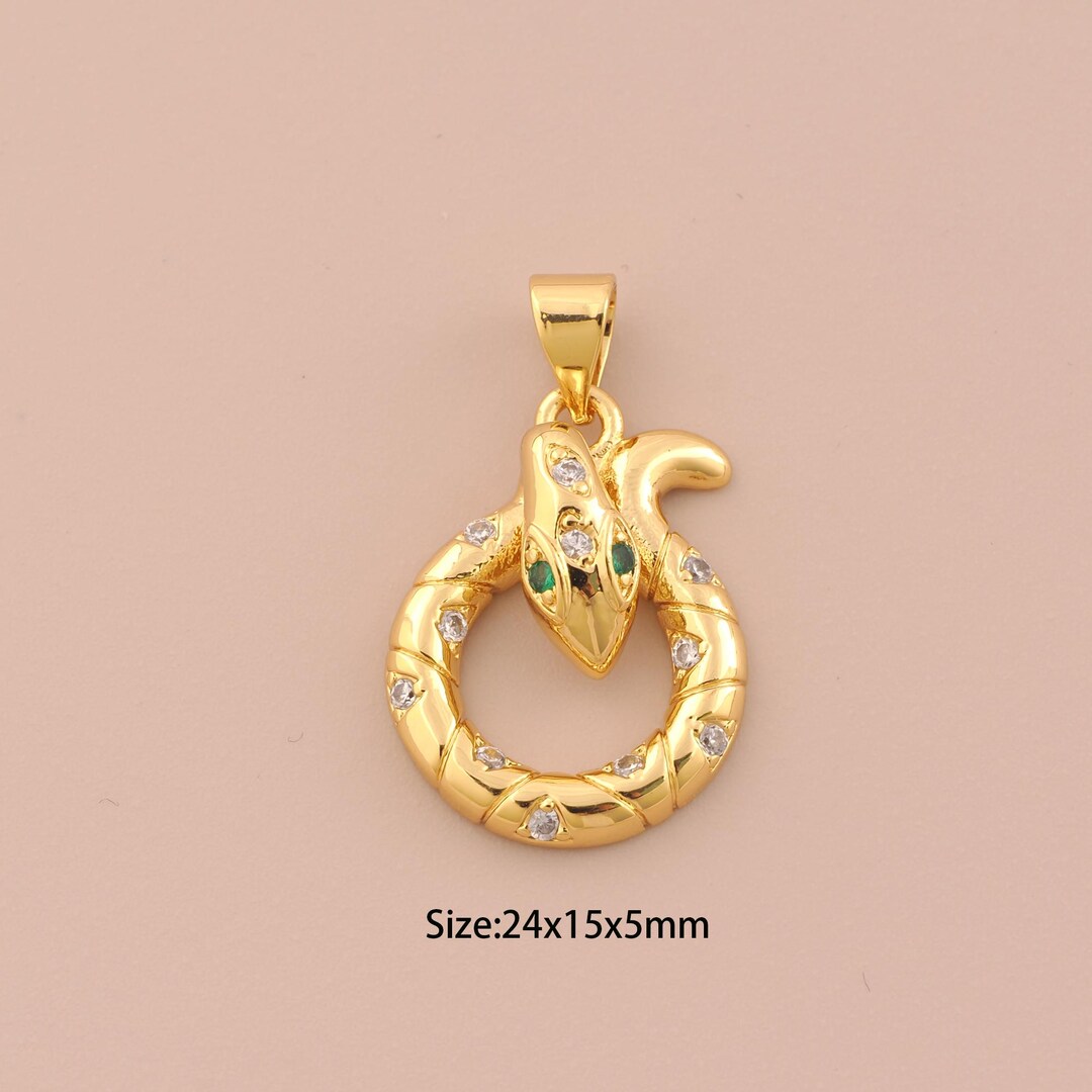 18K Gold Snake Charms,cz Pave Animal Charms Pendants,snake Charm for ...
