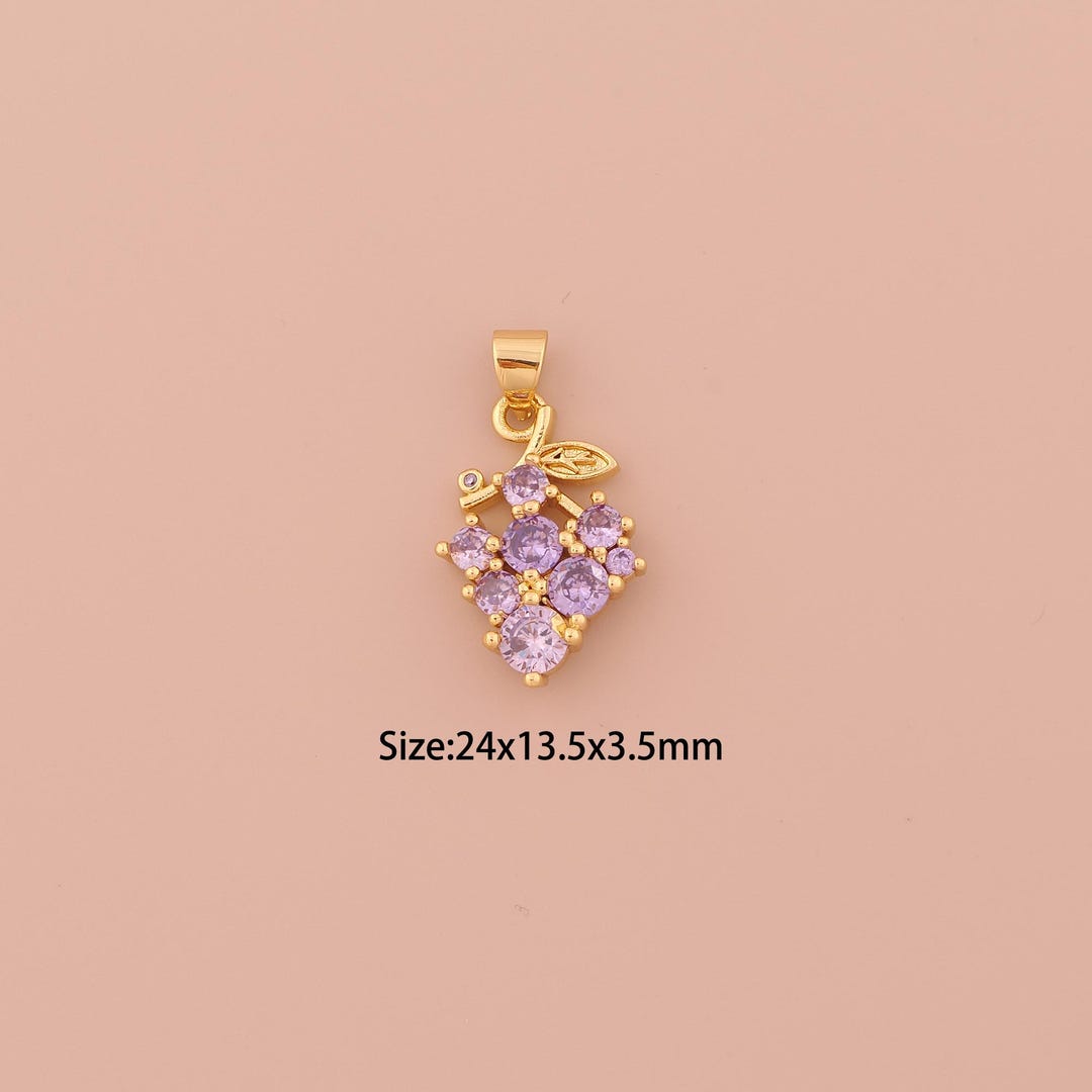 18K Gold Grape Charms,cz Pave Minimalist Charms Pendants,grape Charm ...