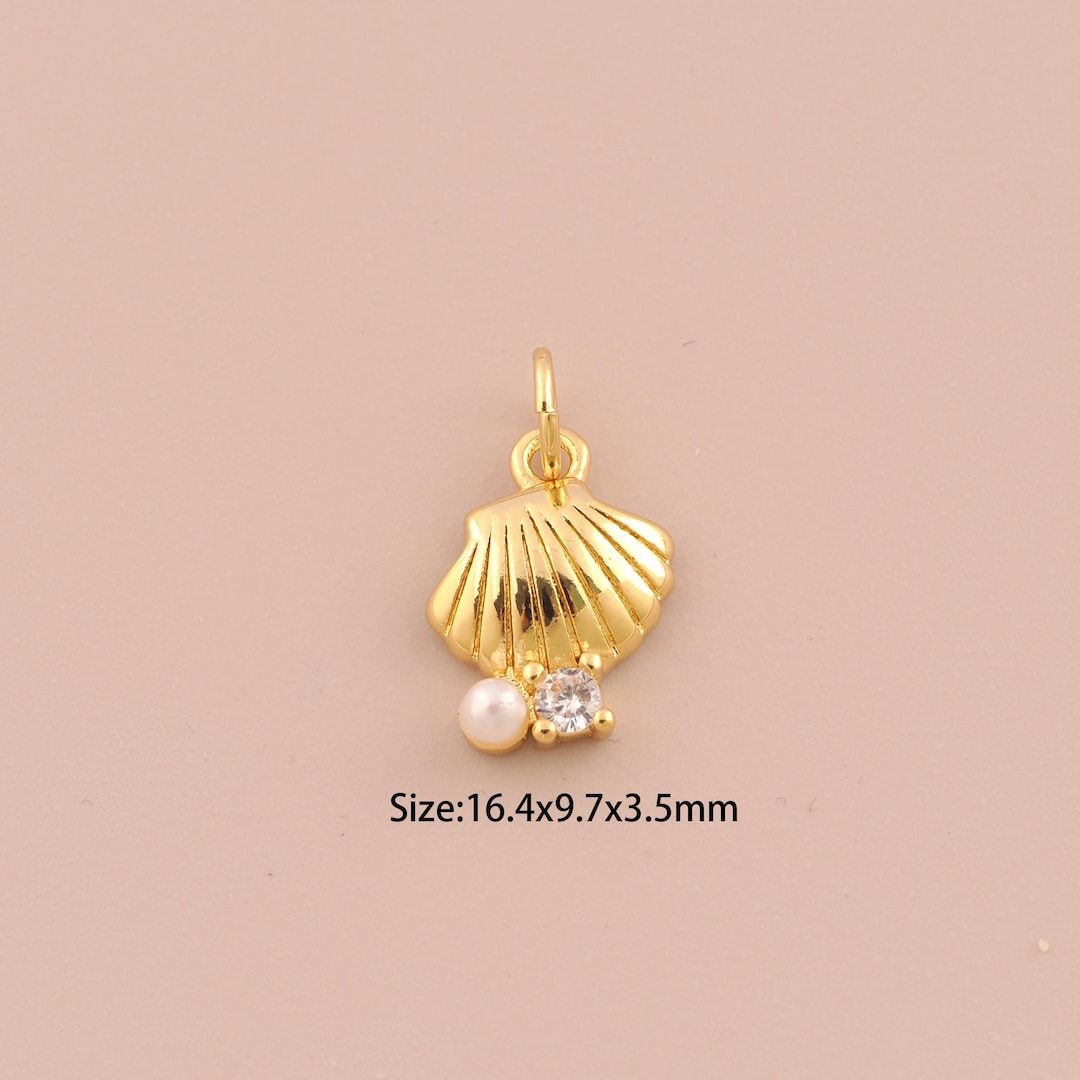 18K Gold Shell Charms,minimalist Charms Pendants,pearl Charm for DIY ...