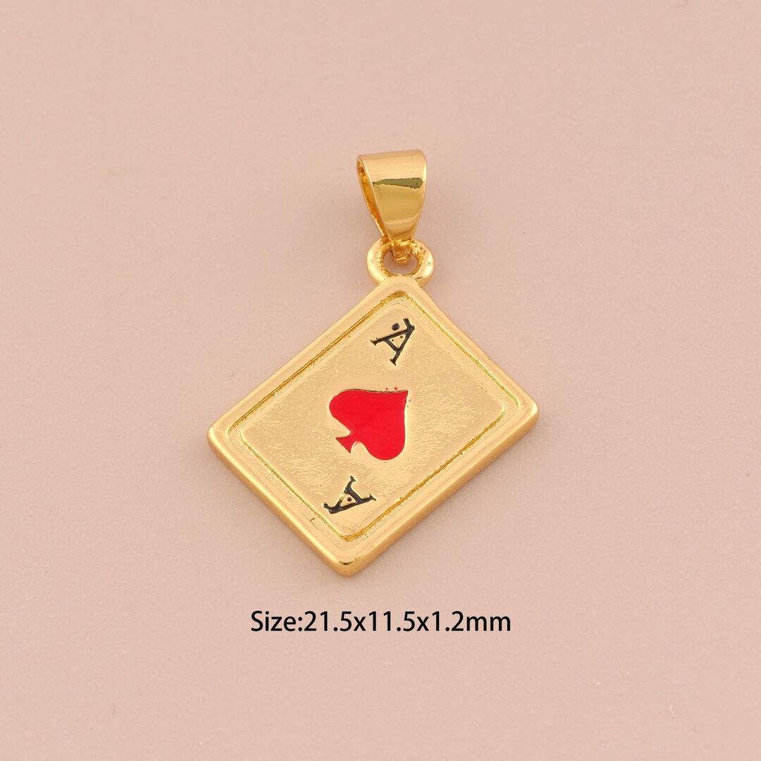 18K Gold Playing Card Charms,enamel Card Charms Pendants,square Charm ...