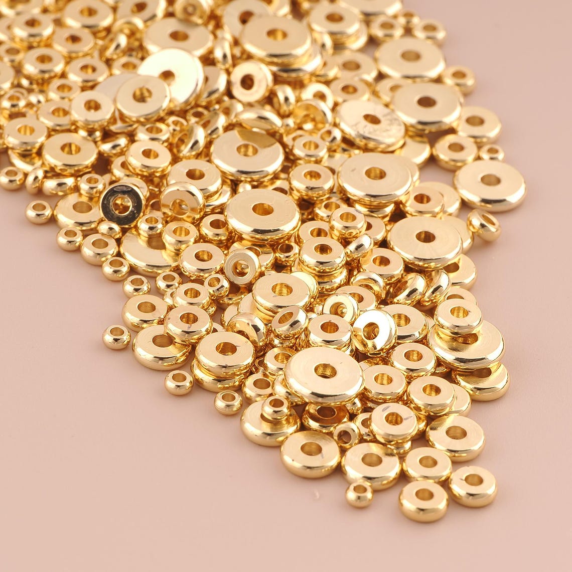 100 Pcs 14K Gold Flat Spacer Bead,disc Bead,gold Round Bead for DIY ...
