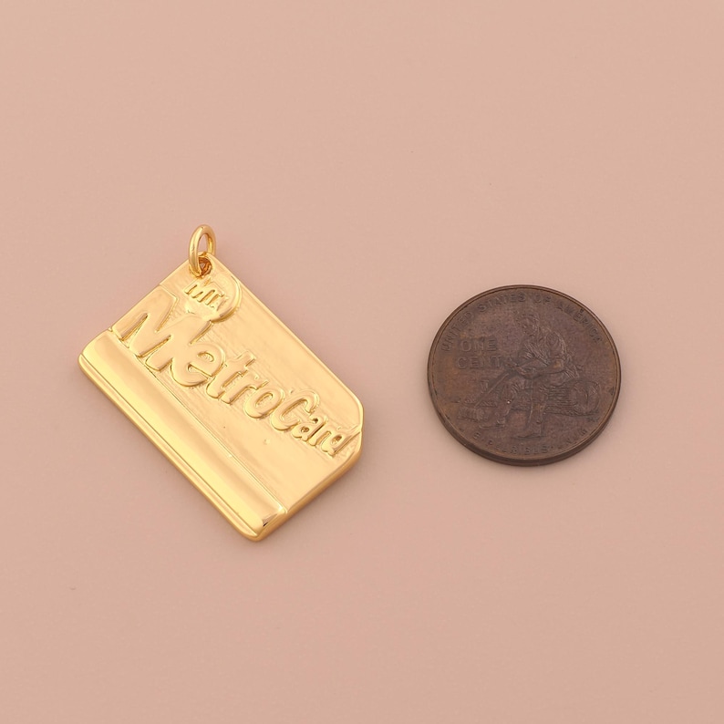 18K Gold Metro Card Charms,square Charms Pendants,letter Charm for DIY ...