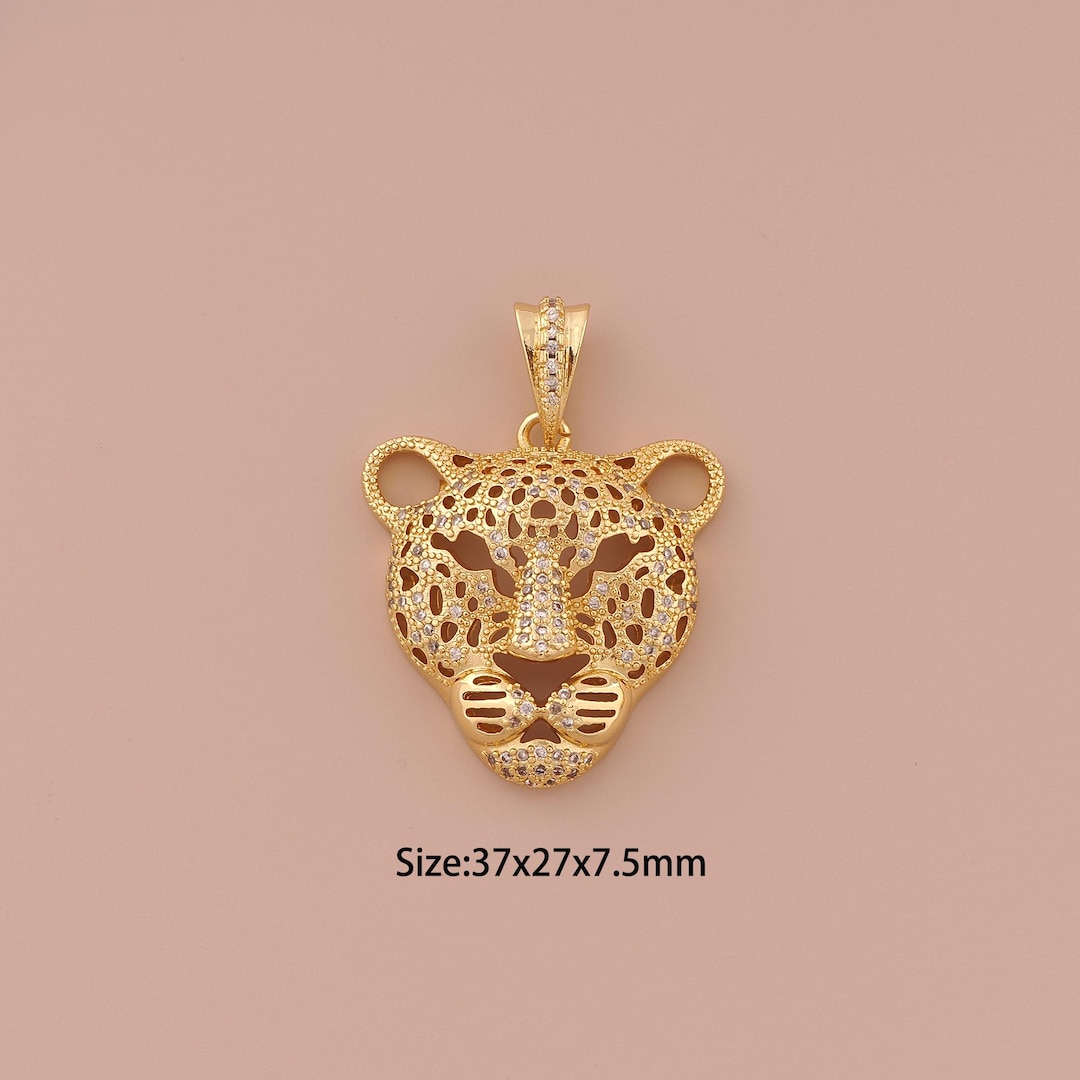 18K Gold Tiger Charms,cz Pave Minimalist Charms Pendants,animal Charm ...