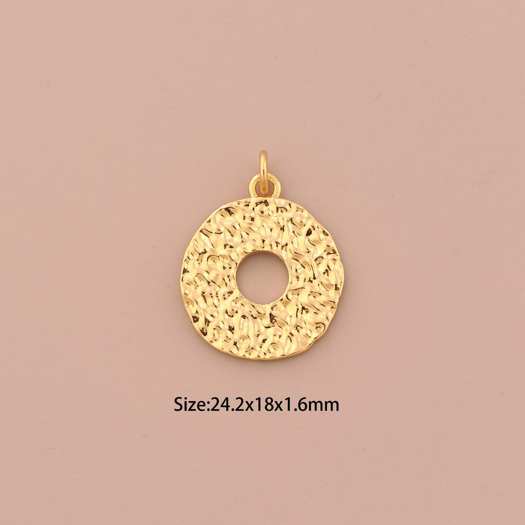 18K Gold Round Charms,minimalist Charms Pendants,round Charm for DIY ...