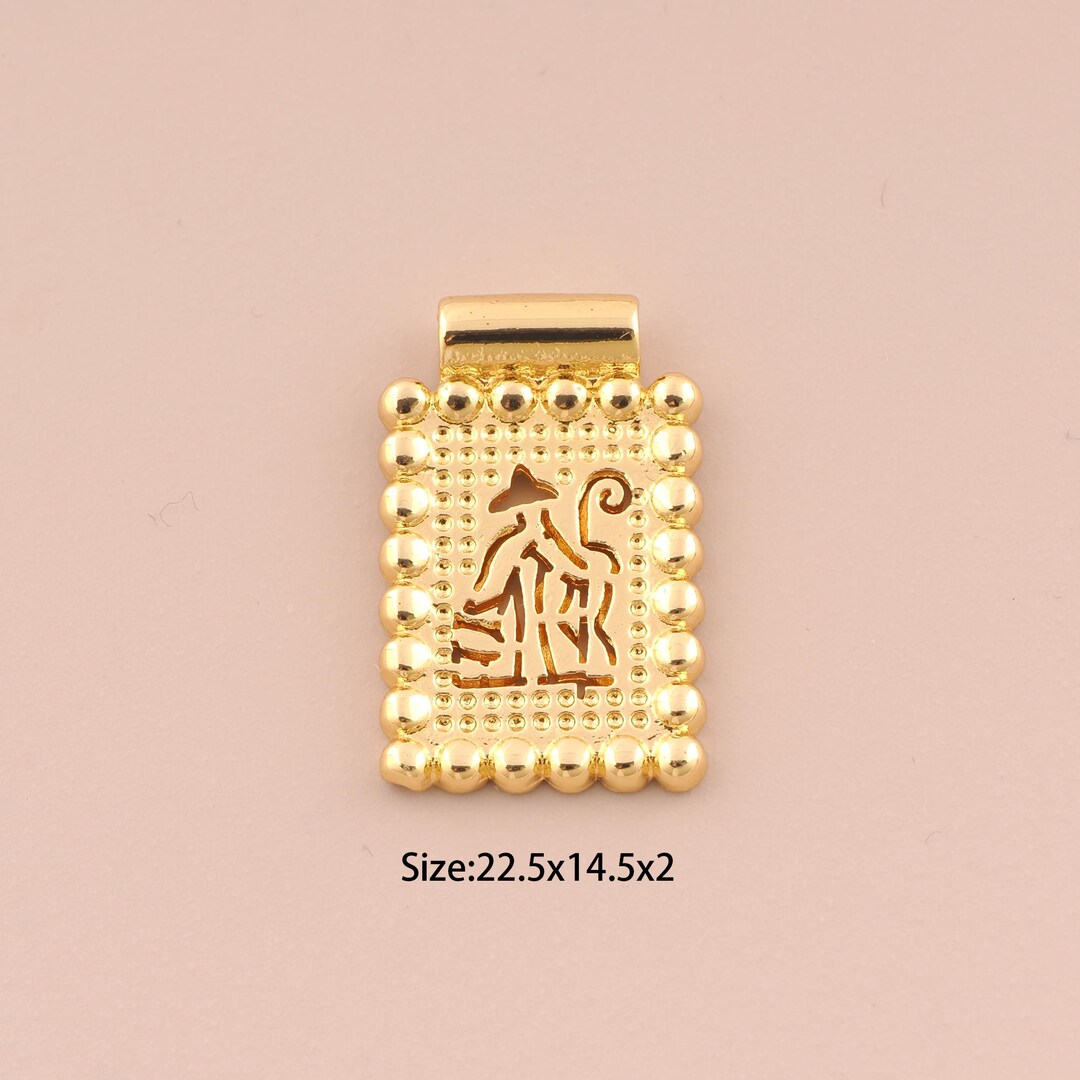 Gold Priest Charm 18K Gold Square Pendant Missionary Necklace Religious ...
