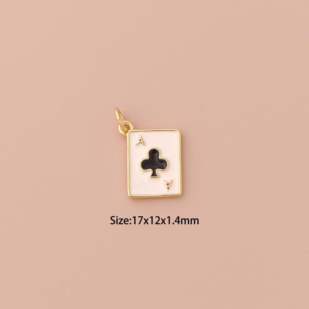 18K Gold Playing Card Charms,enamel Minimalist Charms Pendants,playing ...