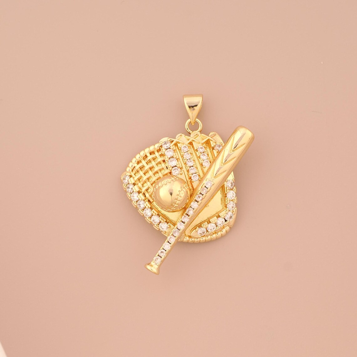 18K Gold Baseball Bat Charms,cz Pave Baseball Charms Pendants,baseball ...