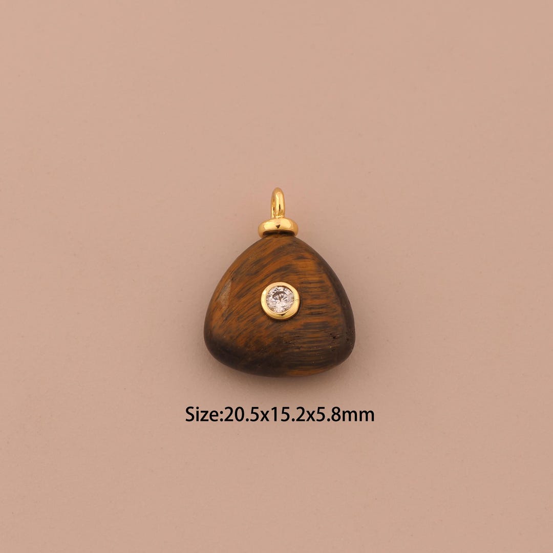 18K Gold Energy Stone Charms,natural Stone Charms Pendants,tiger Stone ...