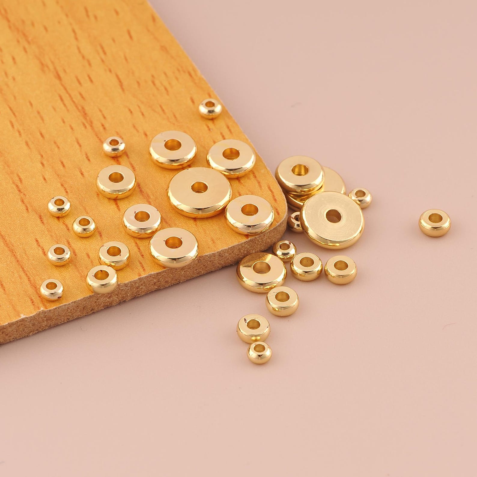 100 Pcs 18K Gold Flat Spacer Bead,disc Bead,gold Round Bead for DIY ...