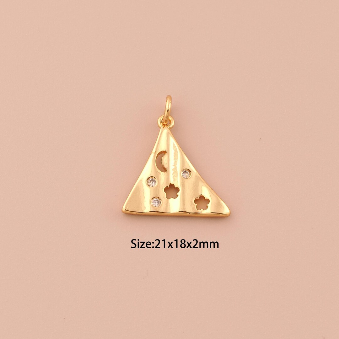 18K Gold Triangle Charms,minimalist Star Pendants,moon Charm for DIY ...