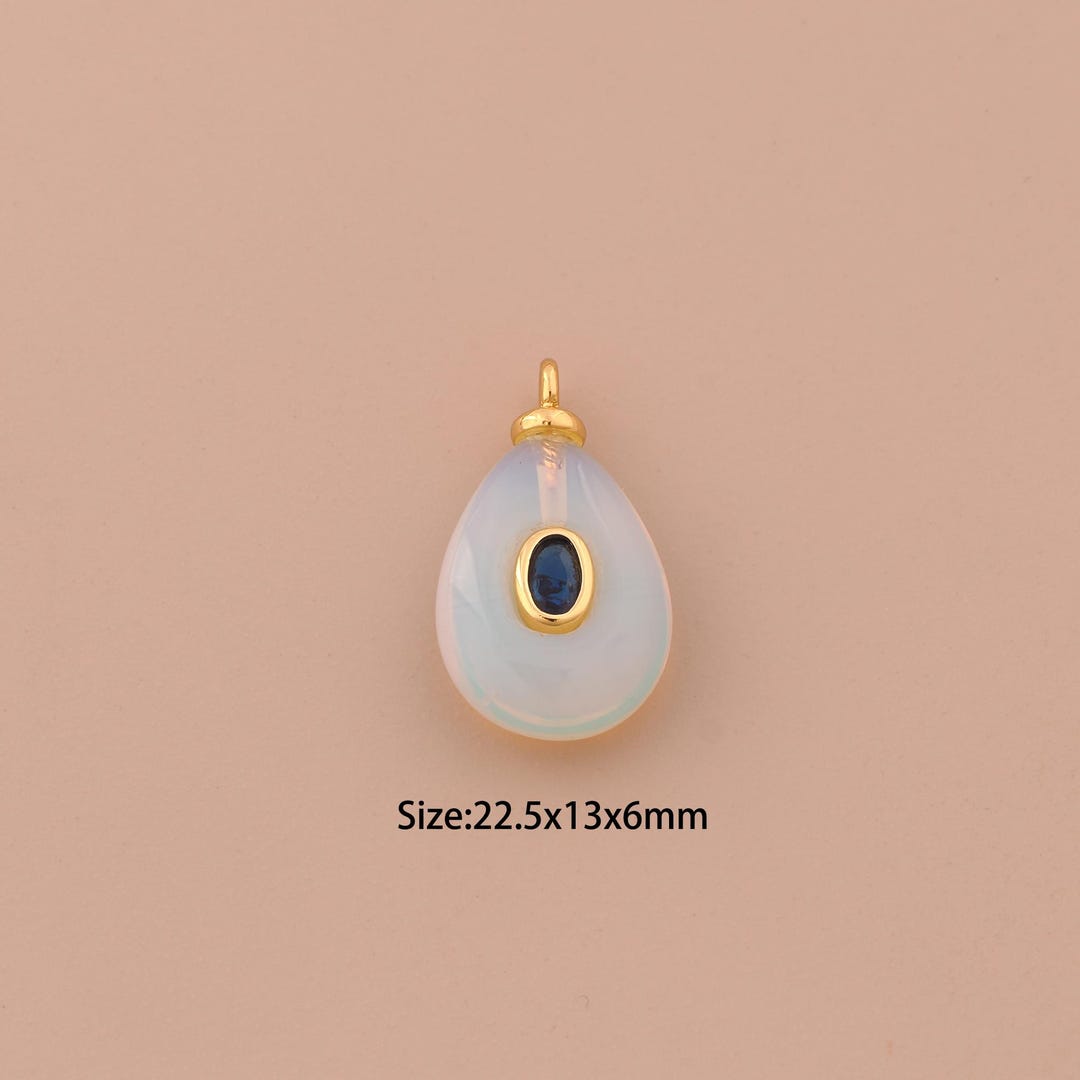 18K Gold Energy Stone Charms,natural Stone Charms Pendants,opal Charm ...