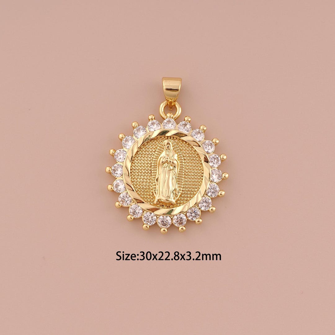 18K Gold Virgin Mary Charms,cz Pave Minimalist Charms Pendants,catholic ...