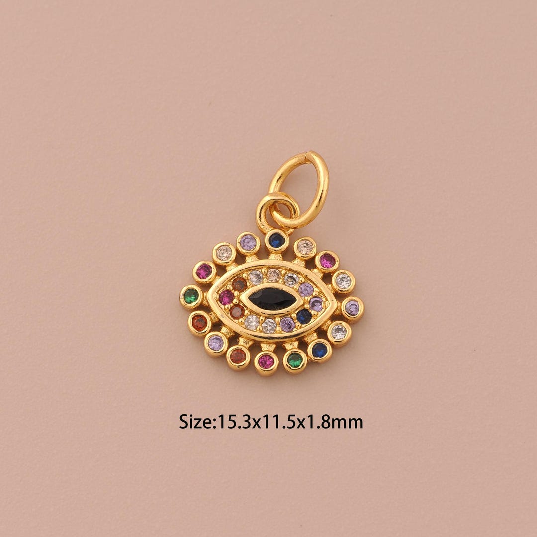 18K Gold Evil Eye Charms,cz Pave Devil Eye Charms Pendants,eye Charm ...