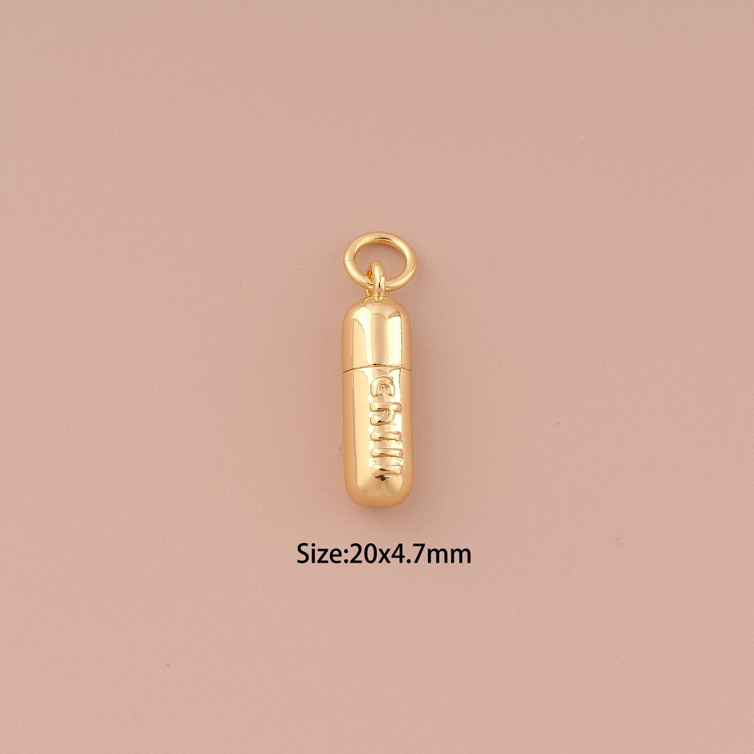 18K Gold Capsule Charms,minimalist Charms Pendants,capsule Charm for ...