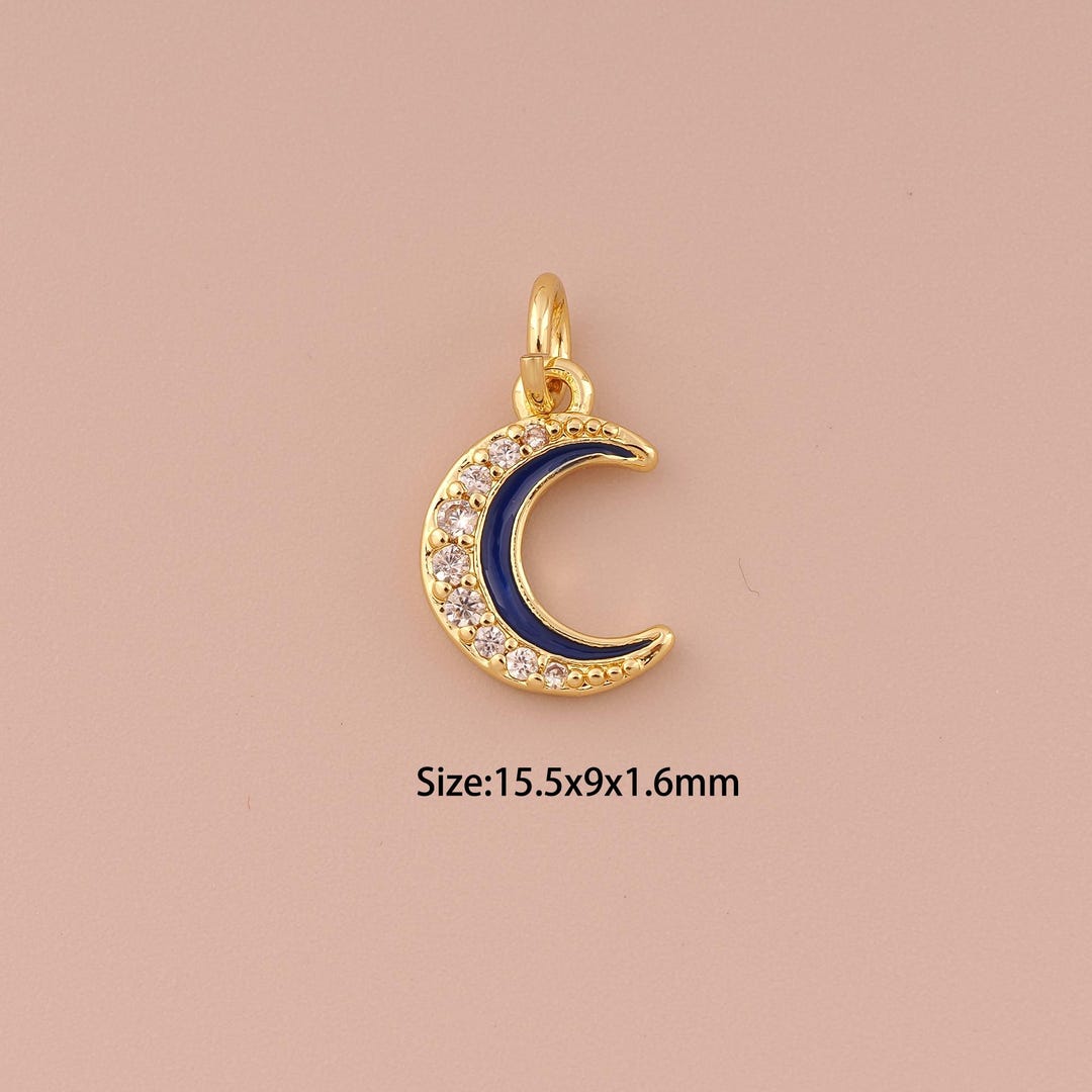 18K Gold Moon Charms,cz Pave Minimalist Charms Pendants,moon Charm for ...