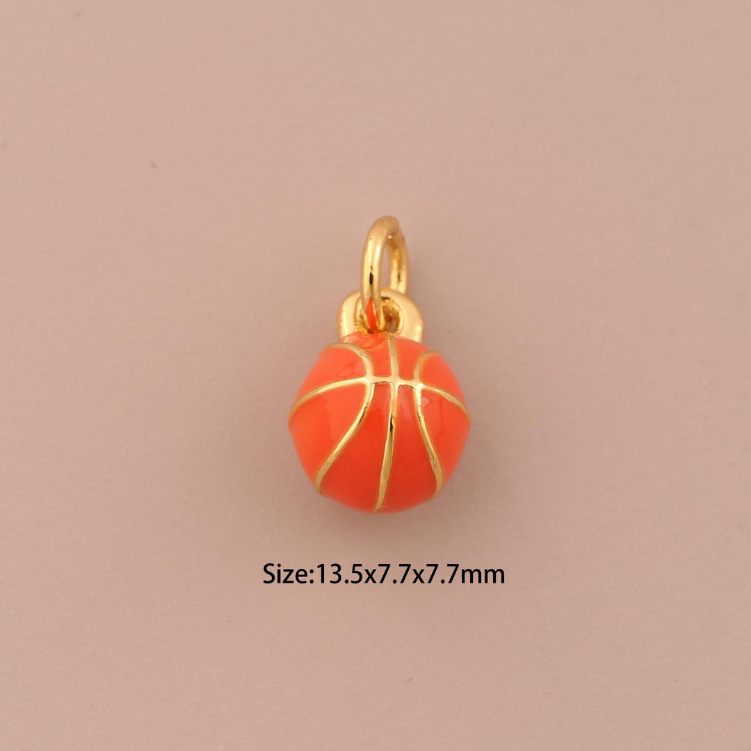 18K Gold Basketball Charms,enamel Ball Charms Pendants,basketball Charm ...