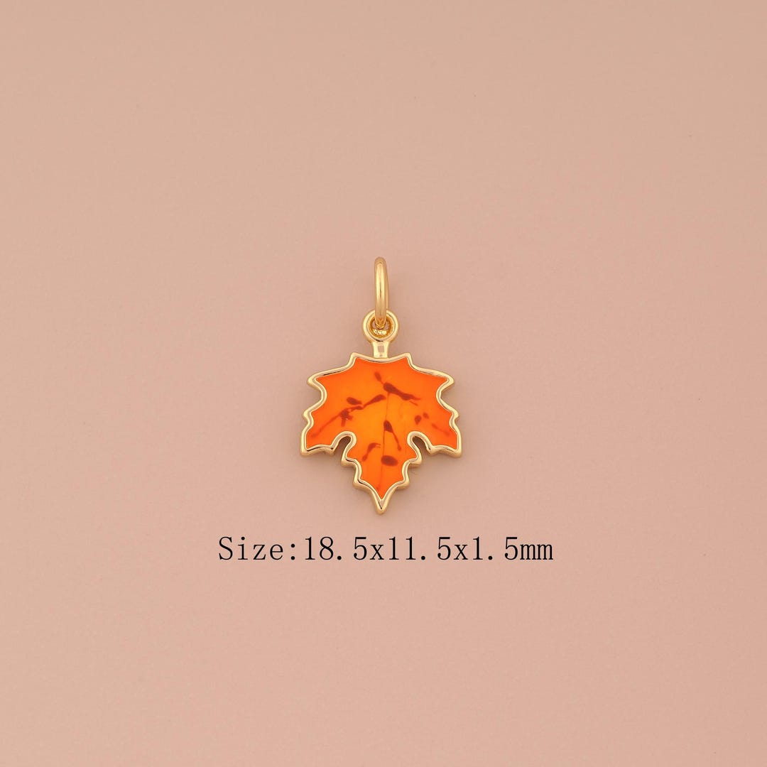 18K Gold Maple Leaf Charms,enamel Leaf Charms Pendants,maple Leaf Charm ...