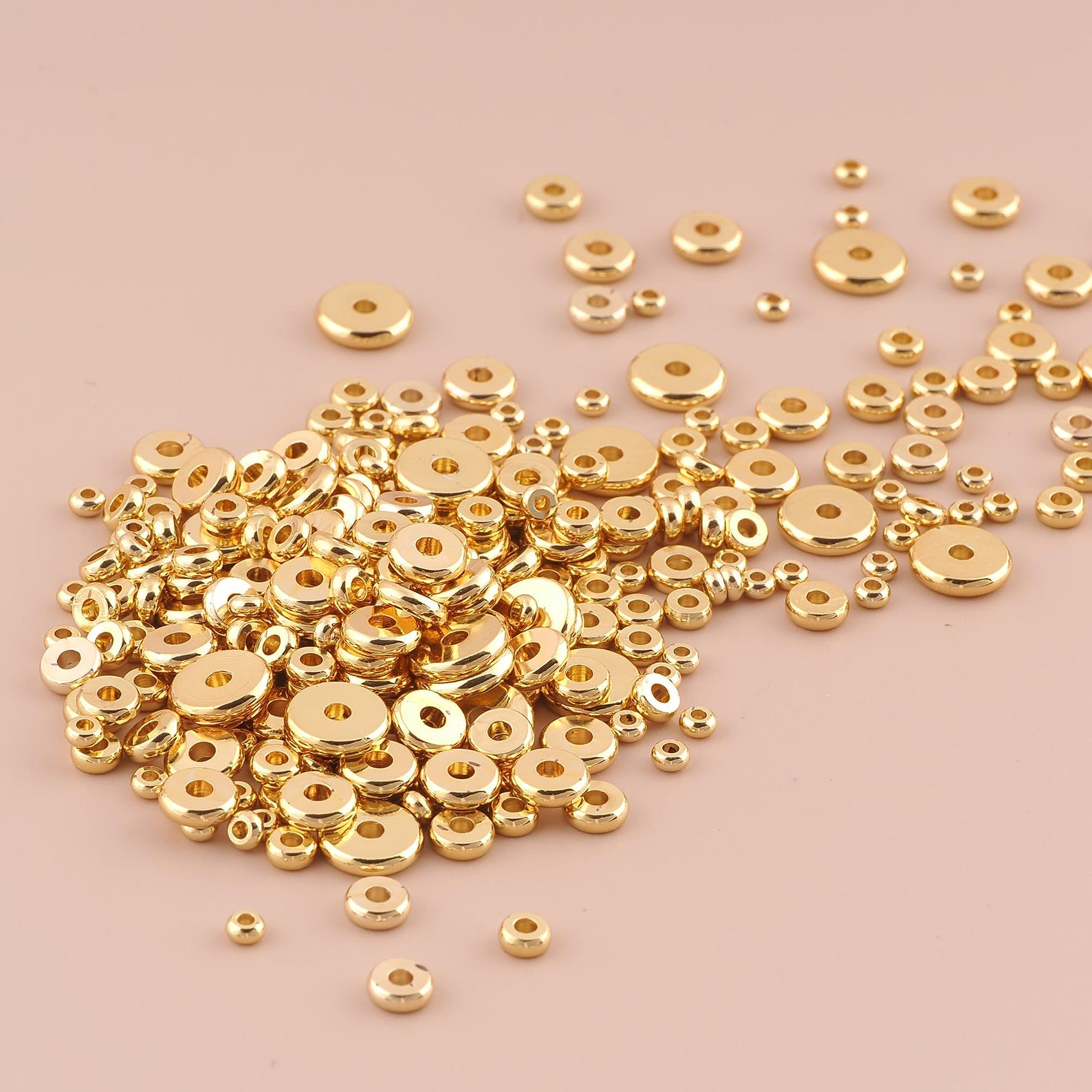 100 Pcs 18K Gold Flat Spacer Bead,disc Bead,gold Round Bead for DIY ...
