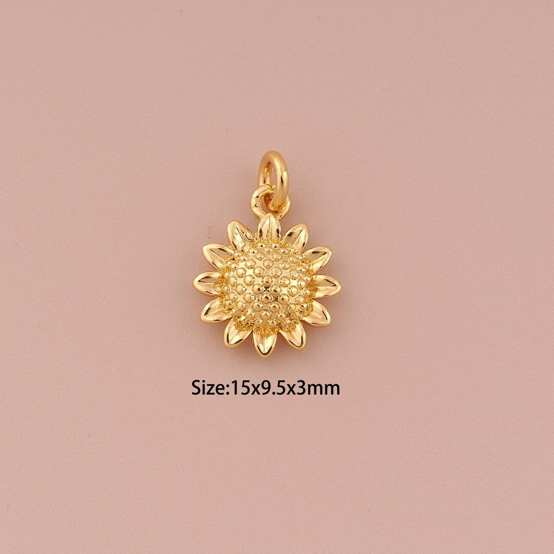 18K Gold Sunflower Charms,minimalist Charms Pendants,flower Charm for ...