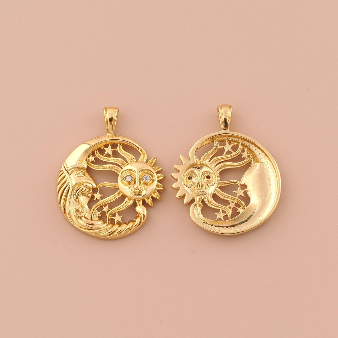 18K Gold Moon Charms,minimalist Star Pendants,sun Charm for DIY Jewelry ...