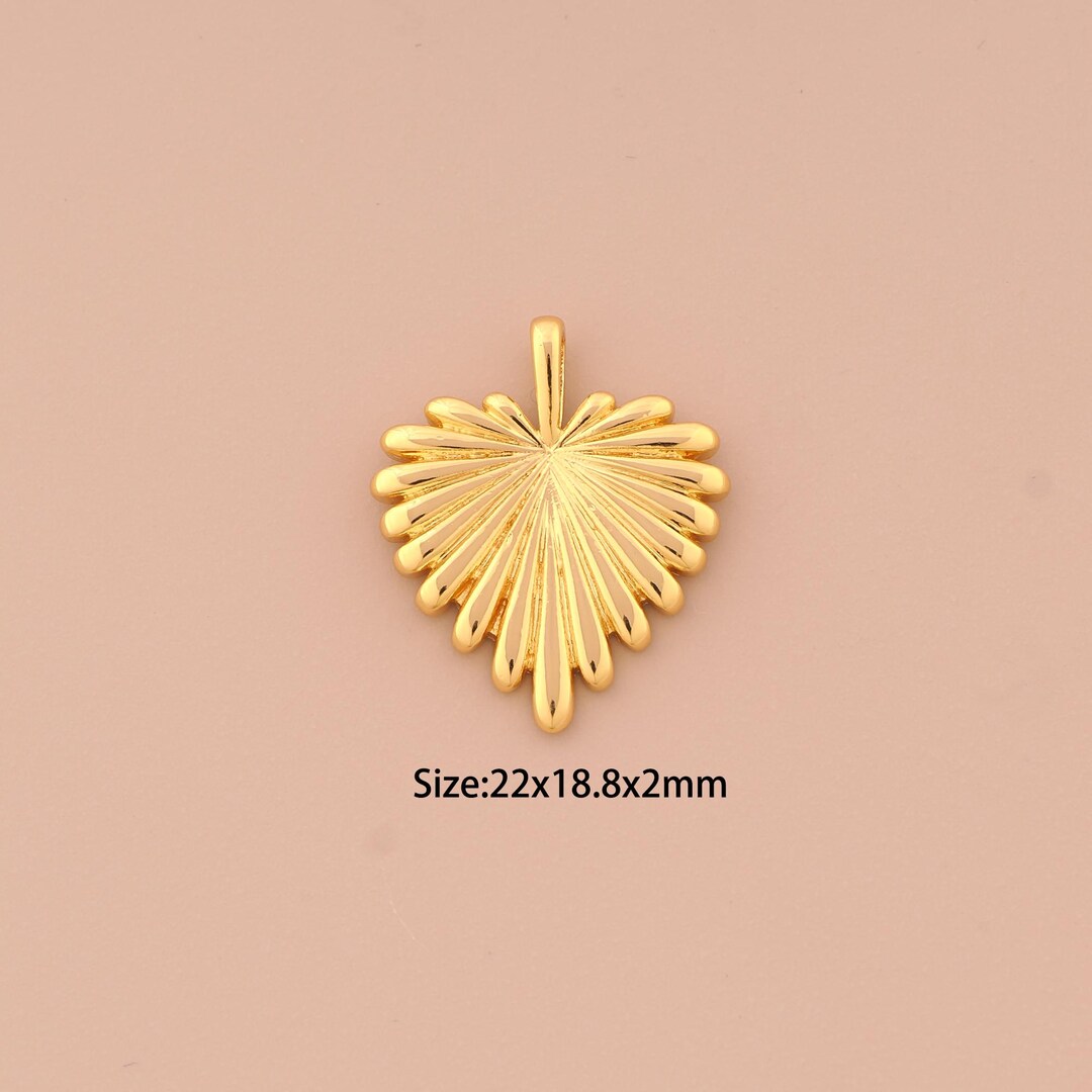 18K Gold Heart Charms,sunshine Charms Pendants,sunrise Charm for DIY ...