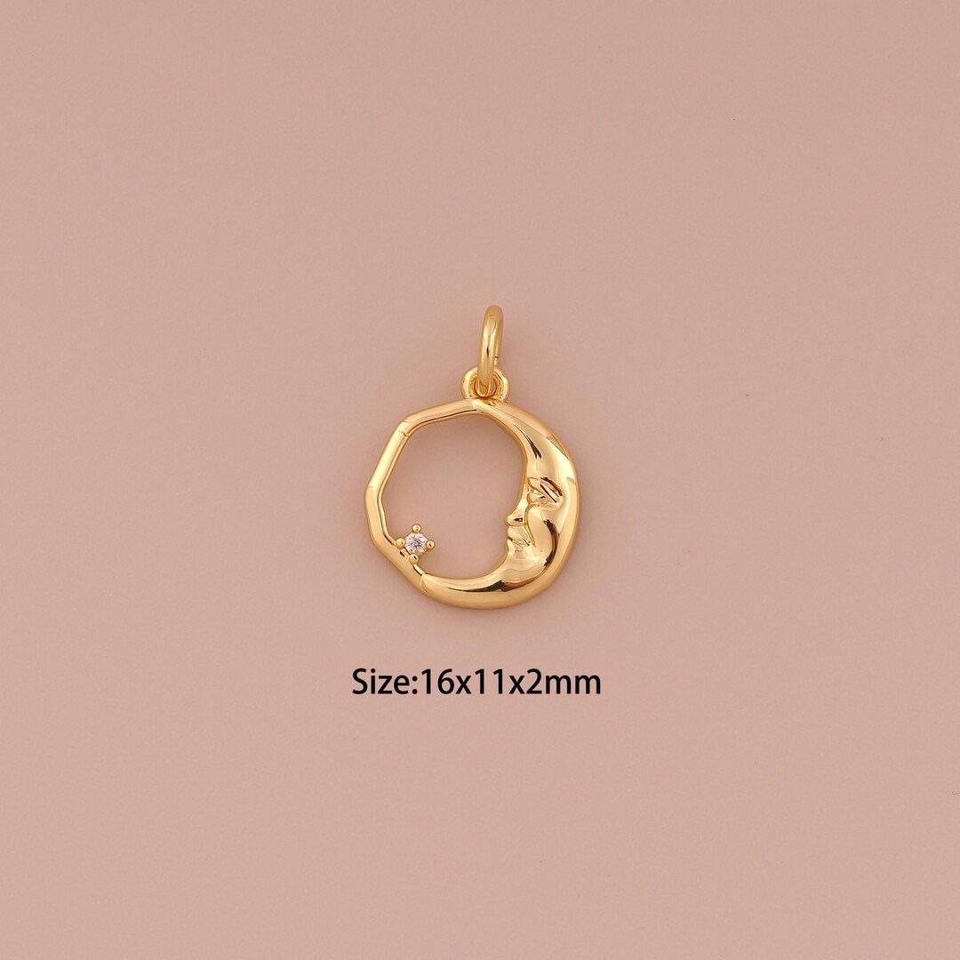 18K Gold Moon Charms,minimalist Charms Pendants,round Charm for DIY ...