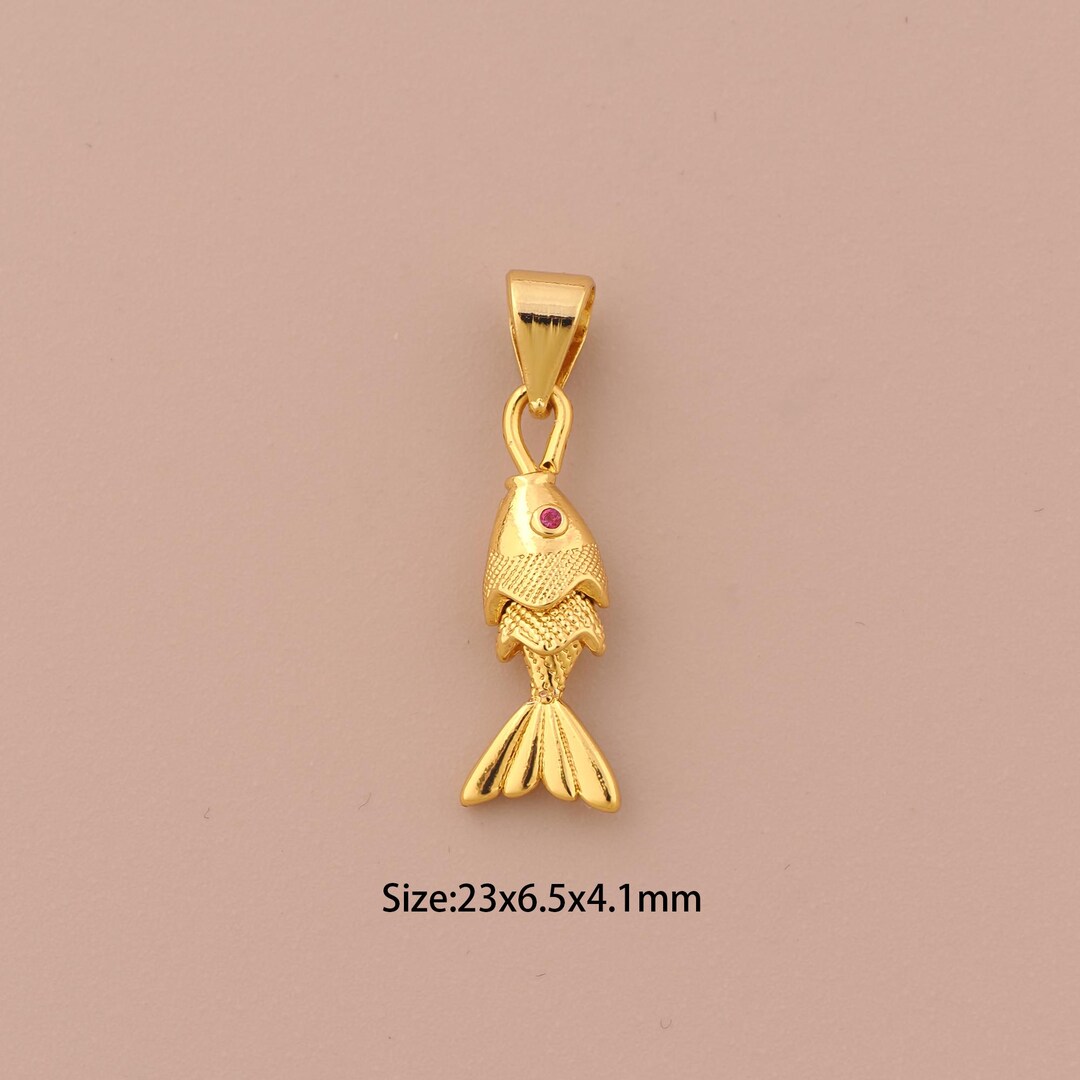 18K Gold Fish Charms,cz Pave Minimalist Charms Pendants,fish Charm for ...
