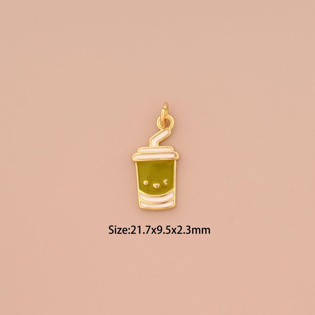 18K Gold Milk Tea Charms,enamel Beverage Charms Pendants,milk Tea Charm ...