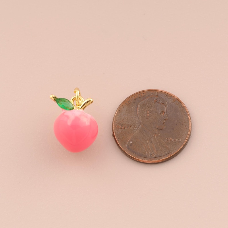 18K Gold Peach Pendant,enamel Fruit Charm,peach Charm, DIY Jewelry ...