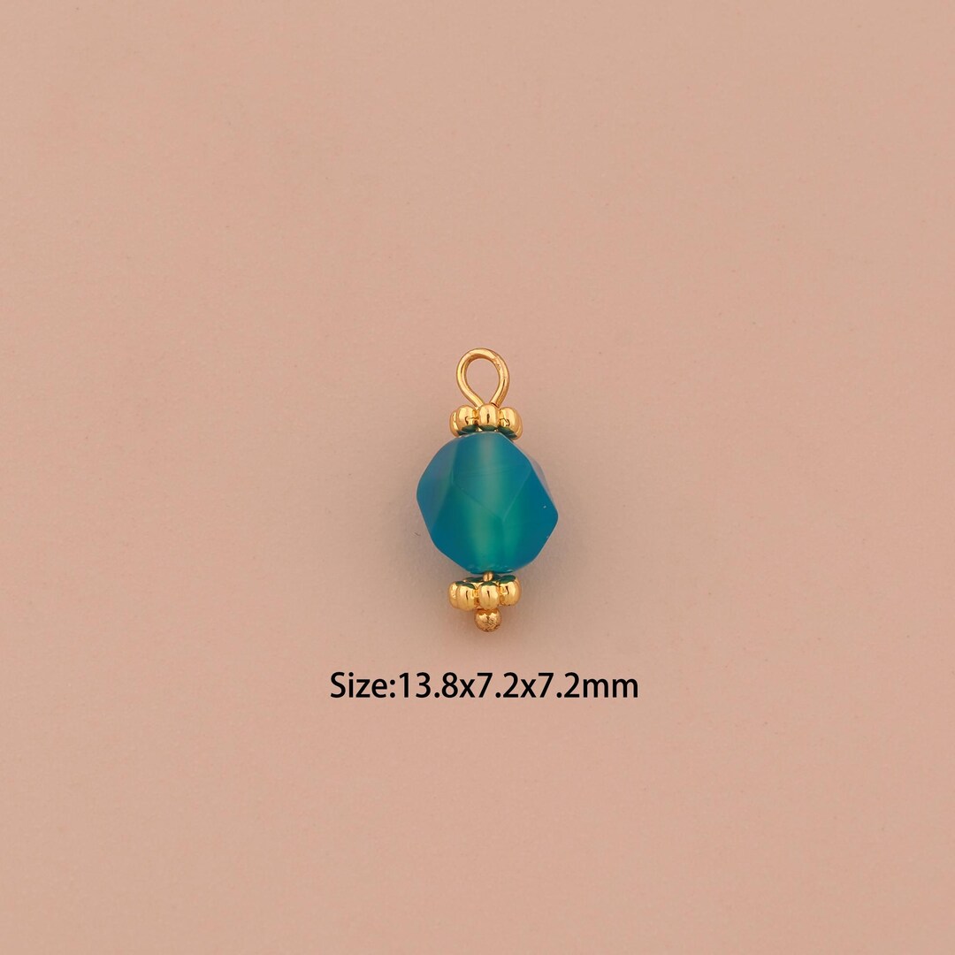 18K Gold Energy Stone Charms,natural Stone Charms Pendants,blue Agate ...