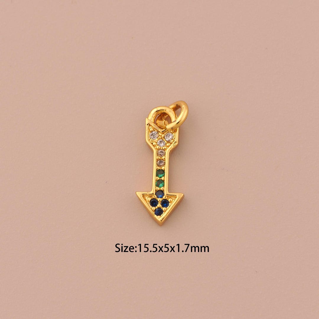 18K Gold Arrow Charms,cz Pave Arrow Charms Pendants,arrow Charm for DIY ...