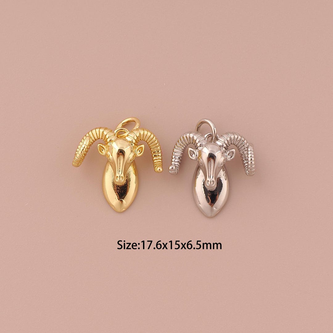 18K Gold Sheep Head Charms,minimalist Charms Pendants,sheep Head Charm for DIY Jewelry Making ...