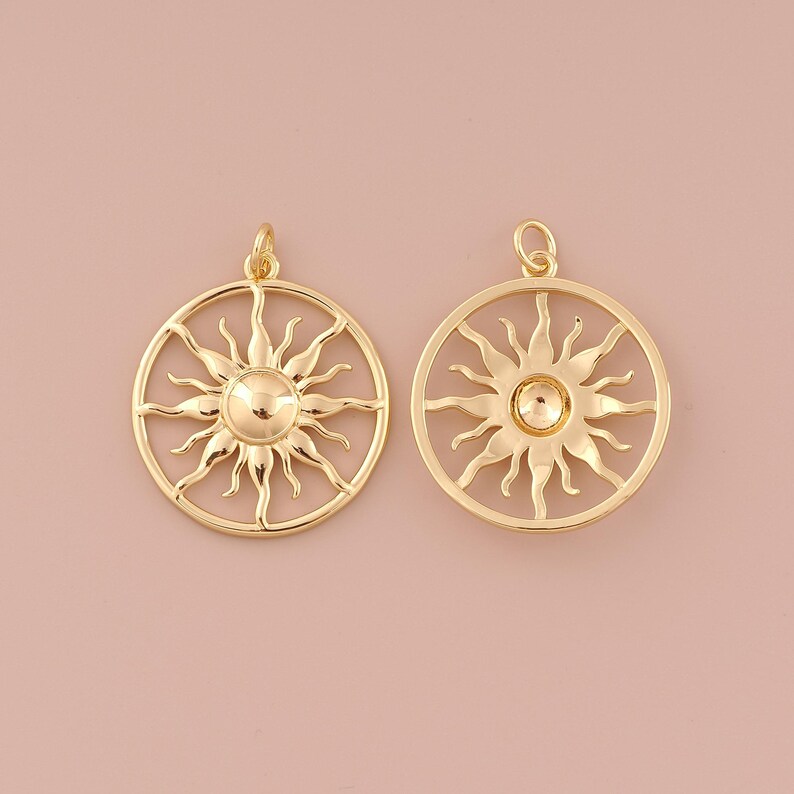 18K Gold Sun Charms,minimalist Charms Pendants,sun Charm for DIY ...