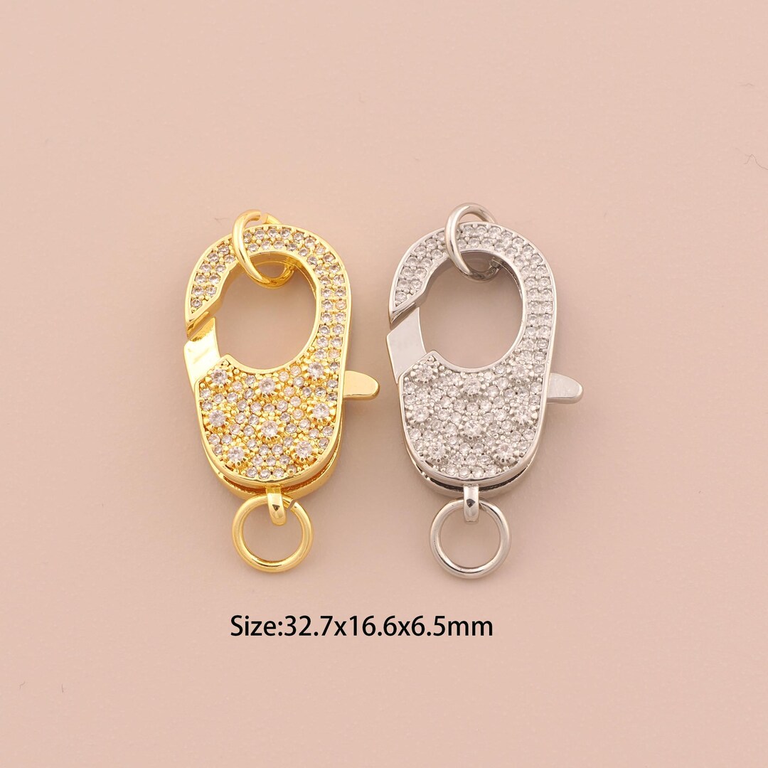 18K Gold Lobster Clasp,cz Pave Lobster Clasp,lobster Clasp for DIY ...