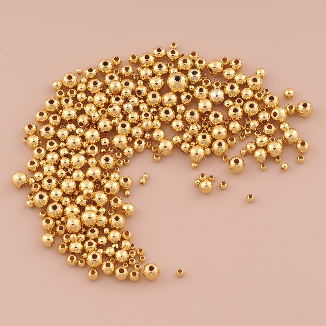 18K Gold Ball Spacer Bead,round Bead,gold Ball Bead for DIY Jewelry ...