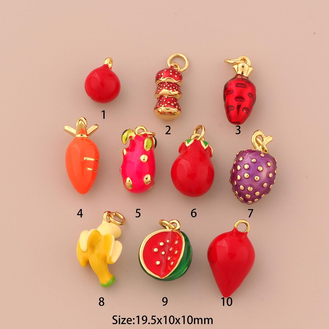 18K Gold Fruit Charms,cz Pave Banana Charms Pendants,carrot Charm for ...