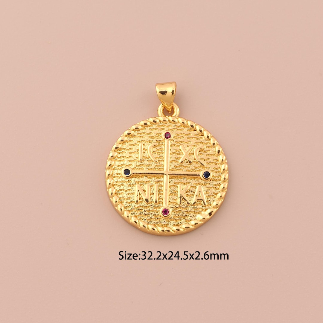 18K Gold ICXC NIKA Charms,orthodox Cross Charms Pendants,christian ...