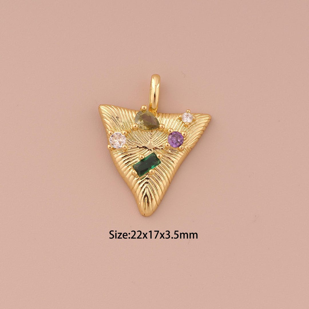 18K Gold Triangle Charms,cz Pave Minimalist Charms Pendants,triangle ...