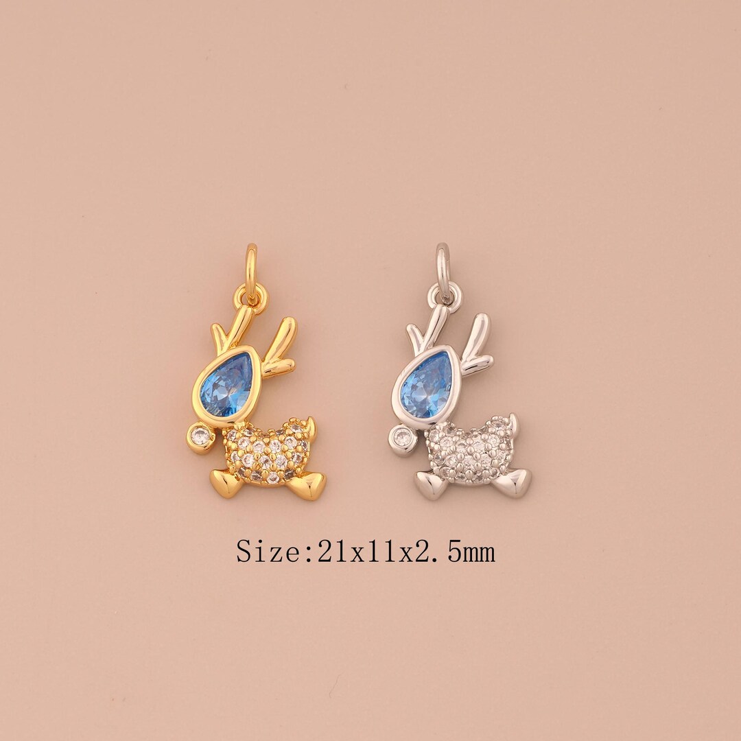 18K Gold Deer Charms,cz Pave Animal Charms Pendants,elk Charm for DIY ...