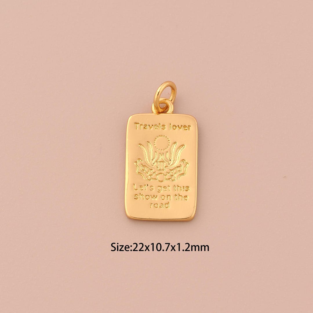 18K Gold Letter Charms,square Charms Pendants,square Charm for DIY ...