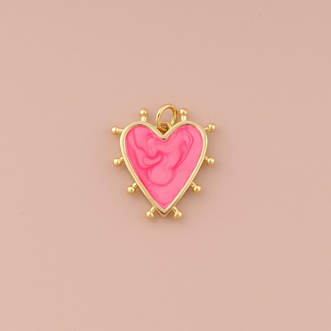 18K Gold Heart Charms,enamel Minimalist Charms Pendants,heart Charm for ...