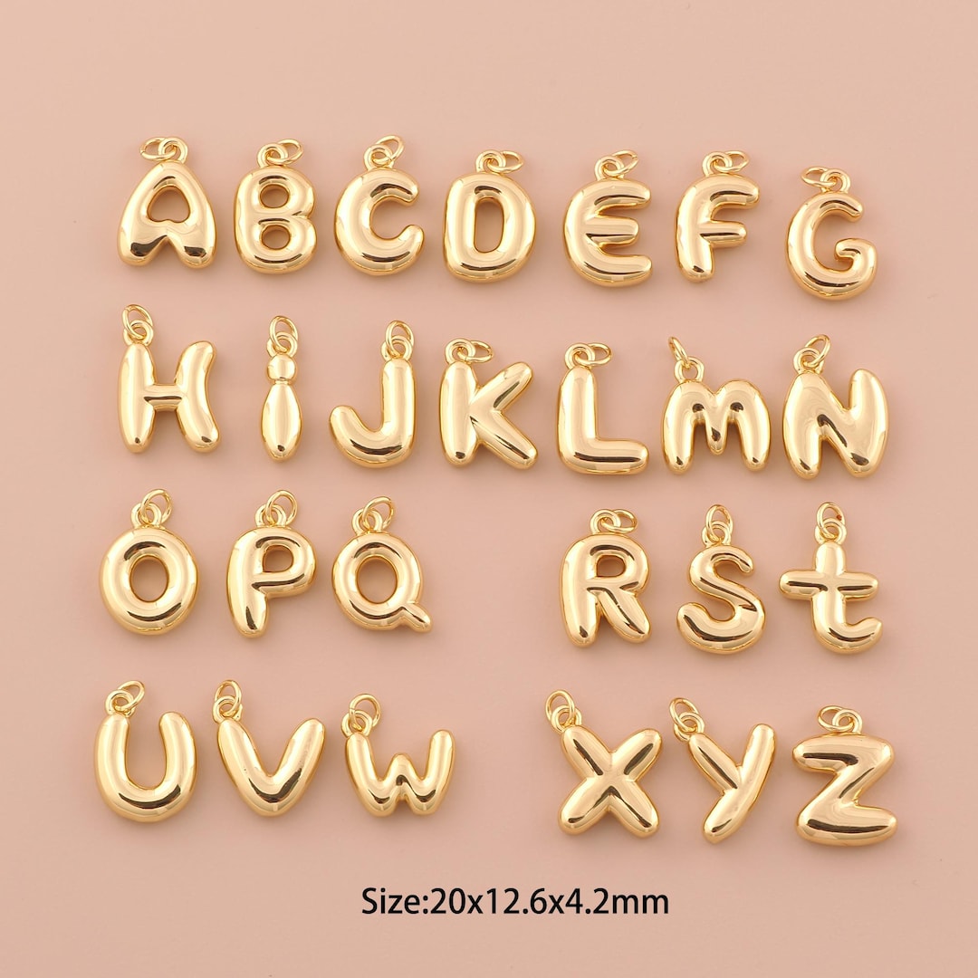 18K Gold 26 Letter Charms,initial Charms Pendants,letter Charm for DIY ...