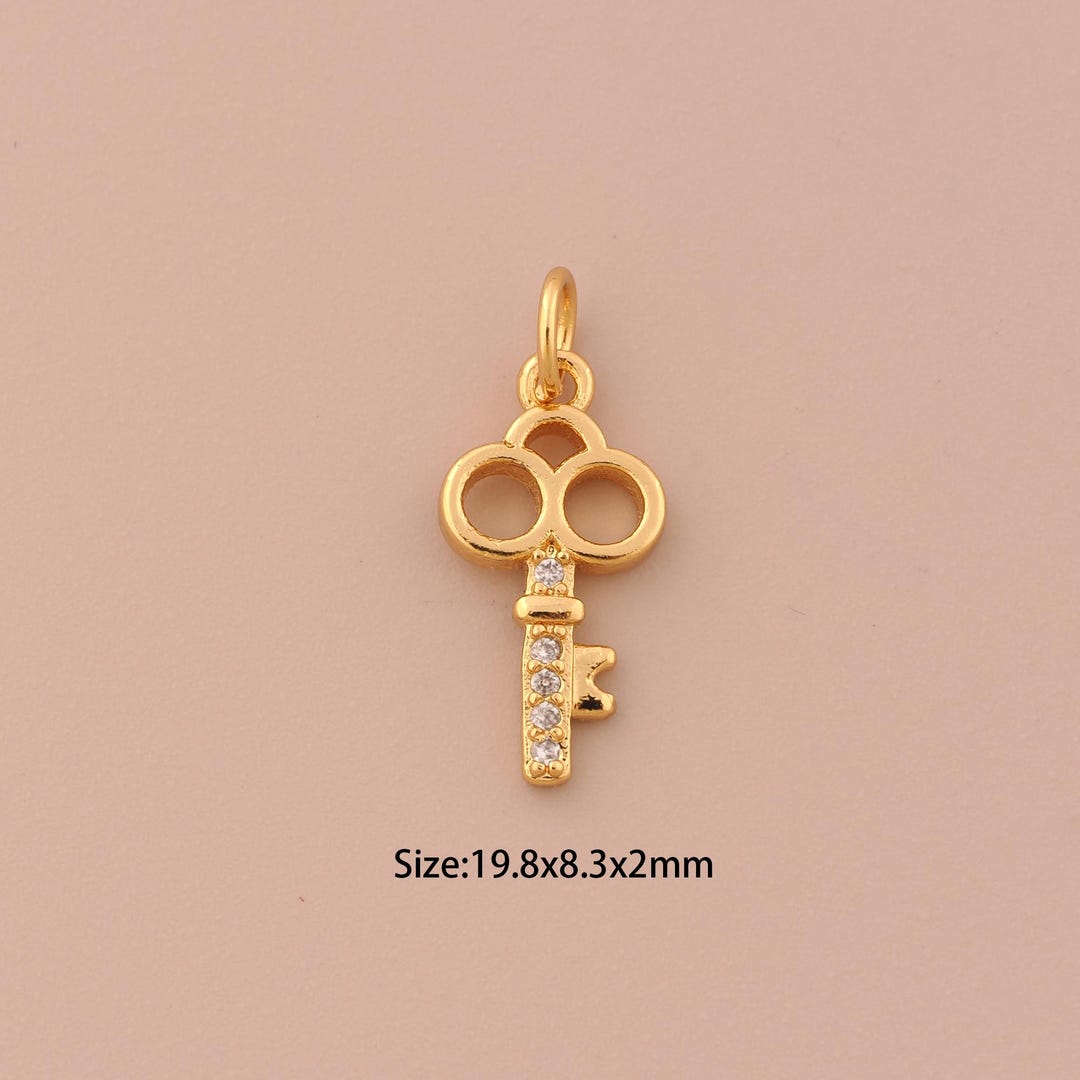 18K Gold Key Charms,cz Pave Key Charms Pendants,key Charm for DIY ...
