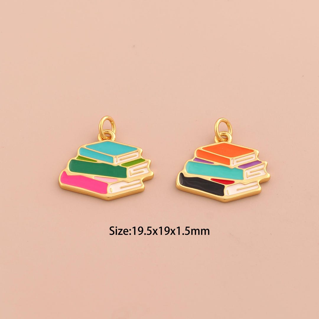 18K Gold Book Charms,enamel Book Charms Pendants,book Charm for DIY ...